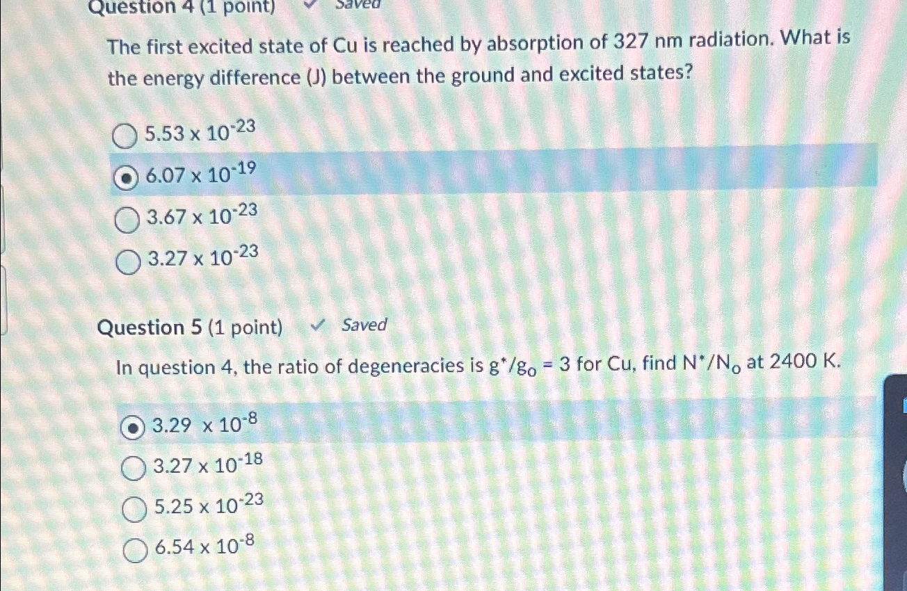 The first excited state of Cu ﻿is reached by | Chegg.com