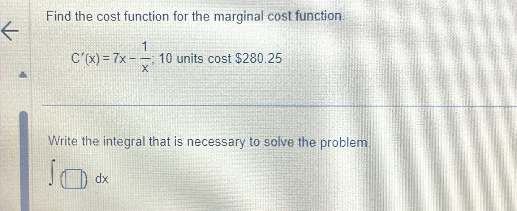 Solved Find the cost function for the marginal cost | Chegg.com