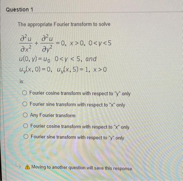 Solved The appropriate Fourier transform to solve | Chegg.com