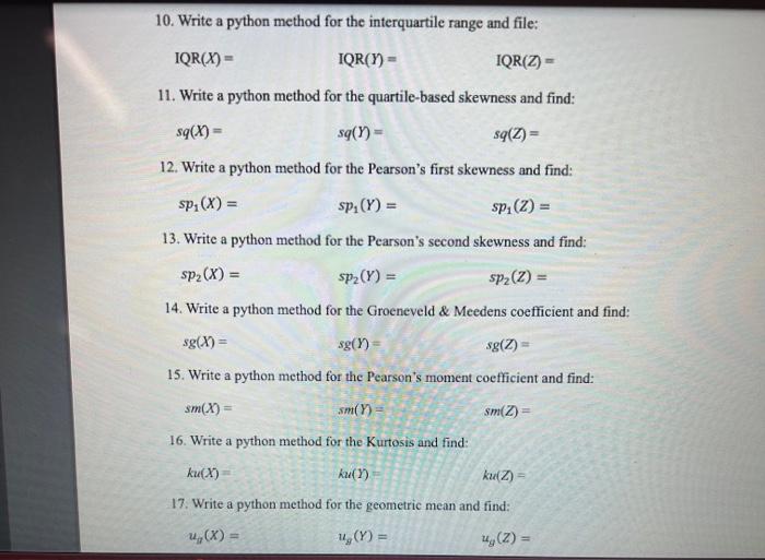 Solved Write your python methods such that whenever you can, | Chegg.com