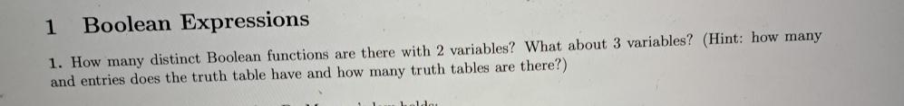 Solved 1 ﻿Boolean ExpressionsHow many distinct Boolean | Chegg.com