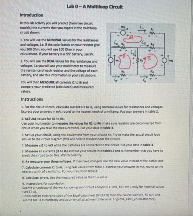Solved Use KCL and KVL to find currents i1 to i6. Use the | Chegg.com