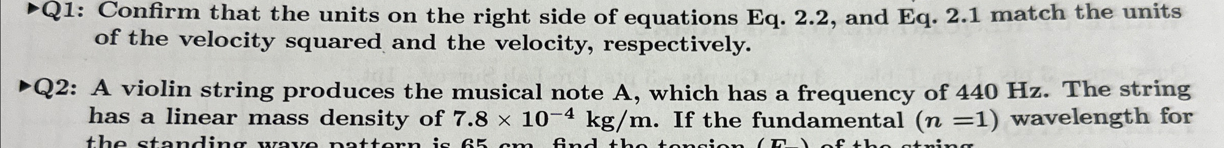 Q1: Confirm that the units on the right side of | Chegg.com