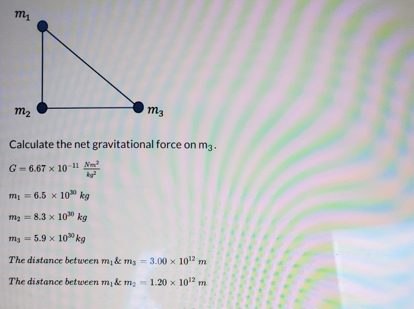 Solved та m2 m3 Calculate the net gravitational force on m3. | Chegg.com