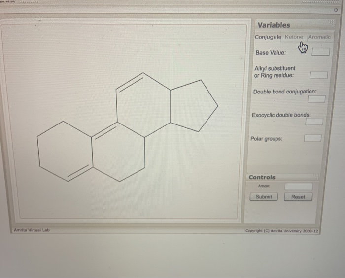 Solved Variables Conjugate Ketone Aromatic Base Value: Alkyl | Chegg.com