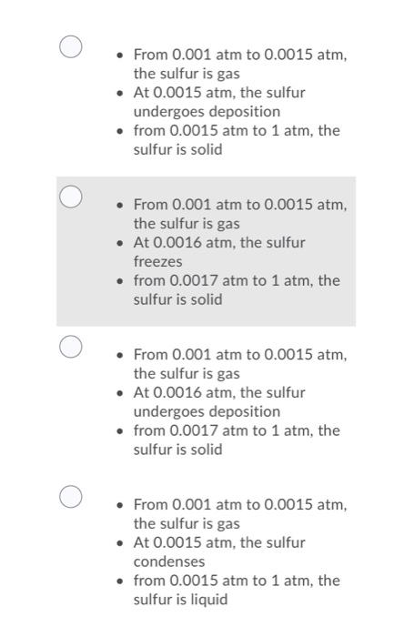 Solved Given the phase diagram for sulfur (below) and the | Chegg.com