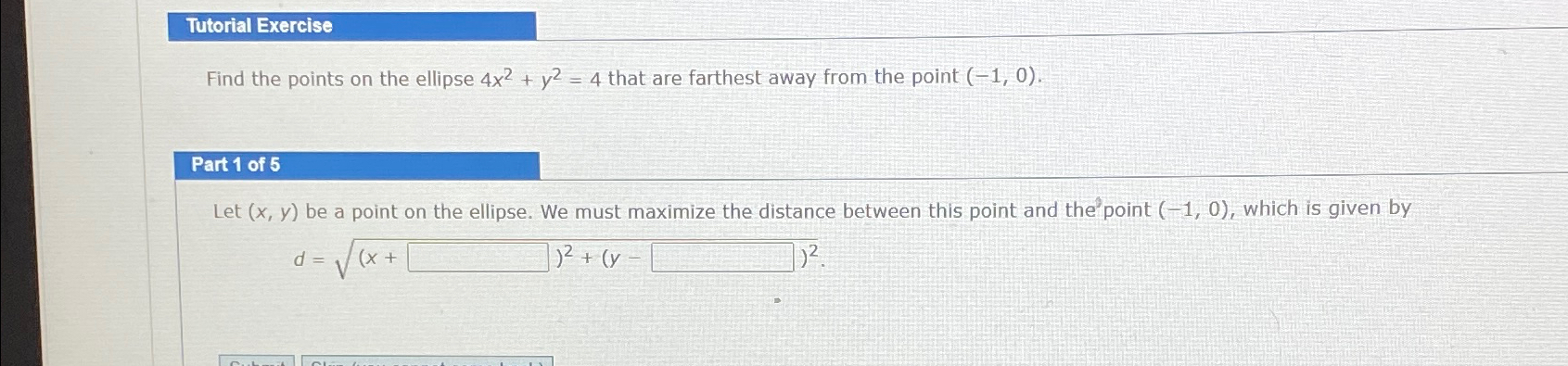 Solved Tutorial ExerciseFind the points on the ellipse | Chegg.com