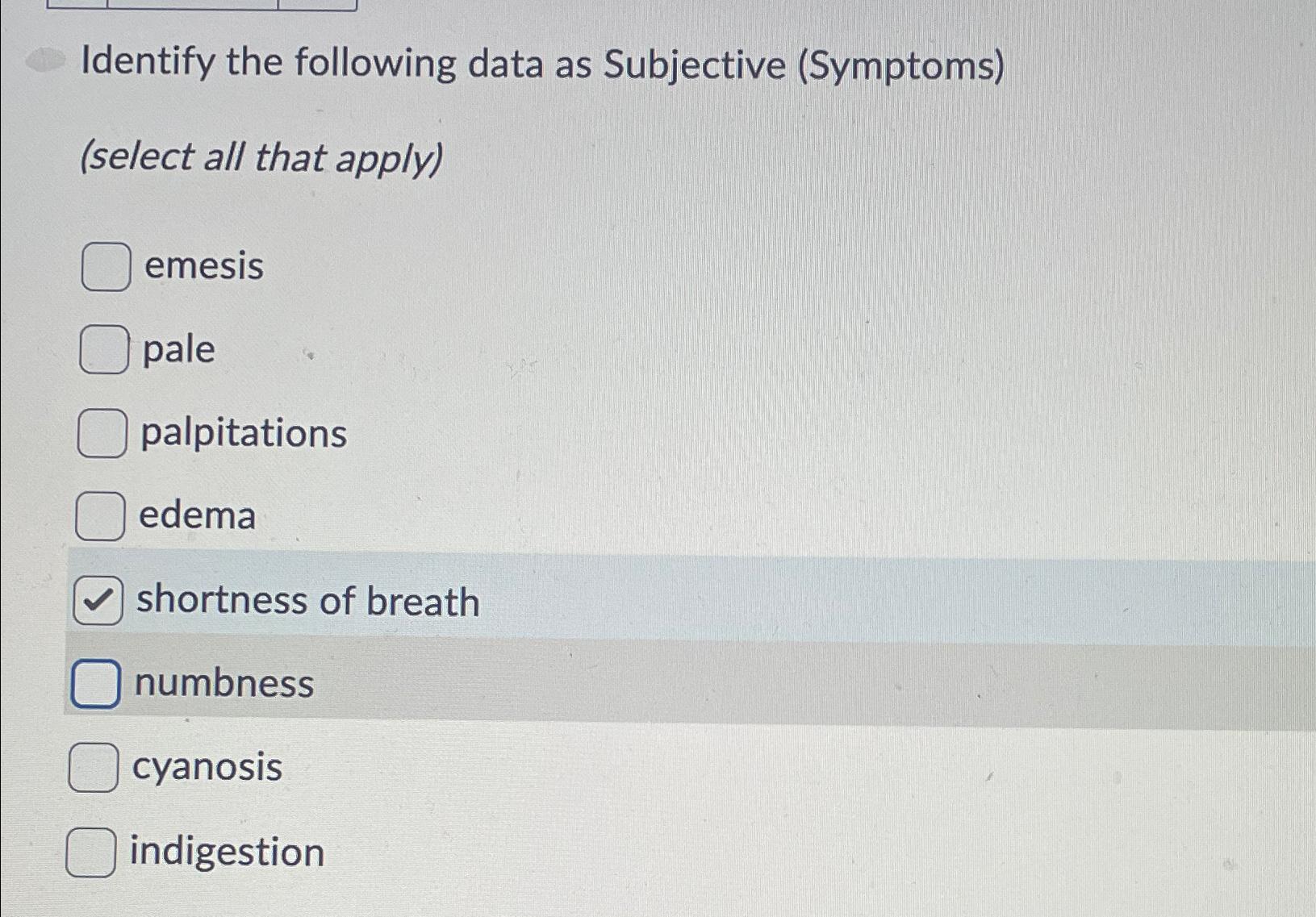 Solved Identify the following data as Subjective | Chegg.com