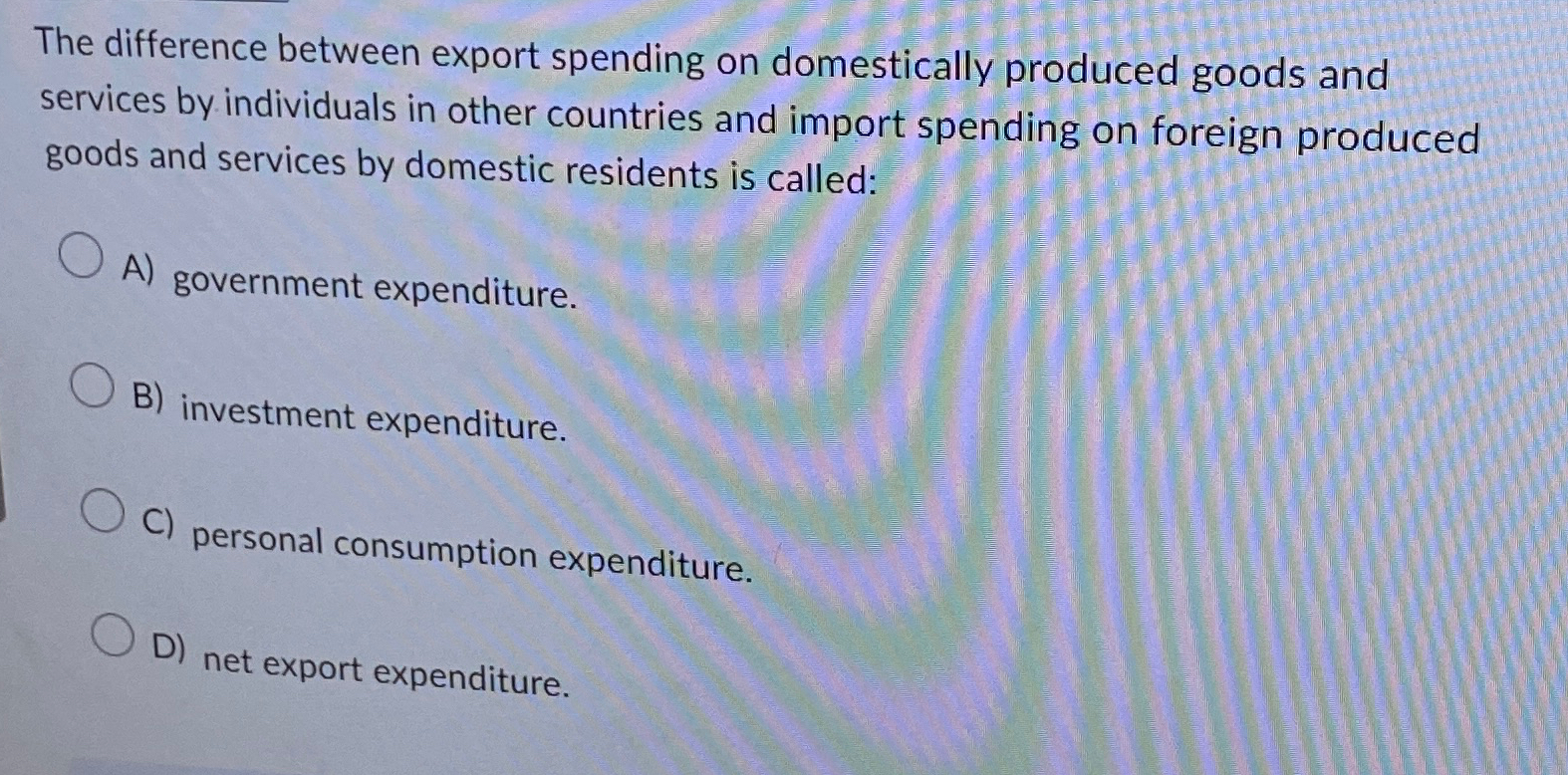 Solved The difference between export spending on | Chegg.com