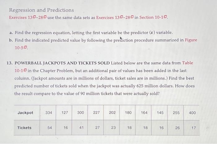 Solved Regression and Predictions a. Find the regression | Chegg.com