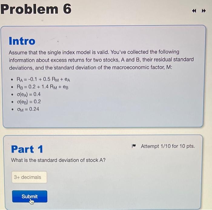 Solved Problem 6 Intro Assume that the single index model is | Chegg.com