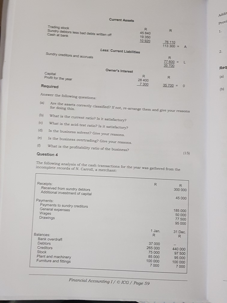 Solved Question 1 The following extracts were made from the | Chegg.com