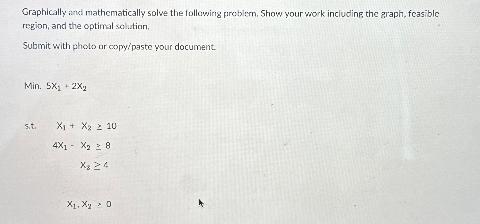 Solved Graphically and mathematically solve the following | Chegg.com