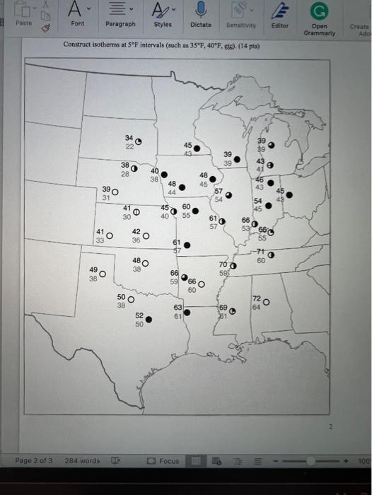 Solved Construct isotherms at 5∘F intervals (such as | Chegg.com