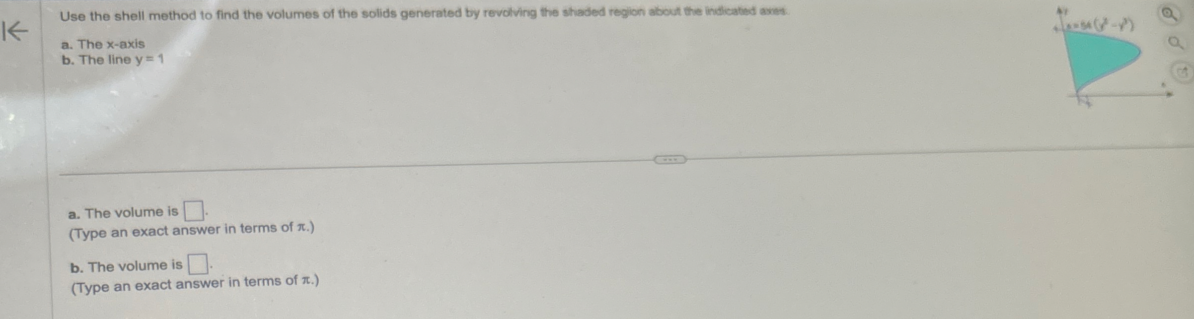 Solved Use the shell method to find the volumes of the | Chegg.com