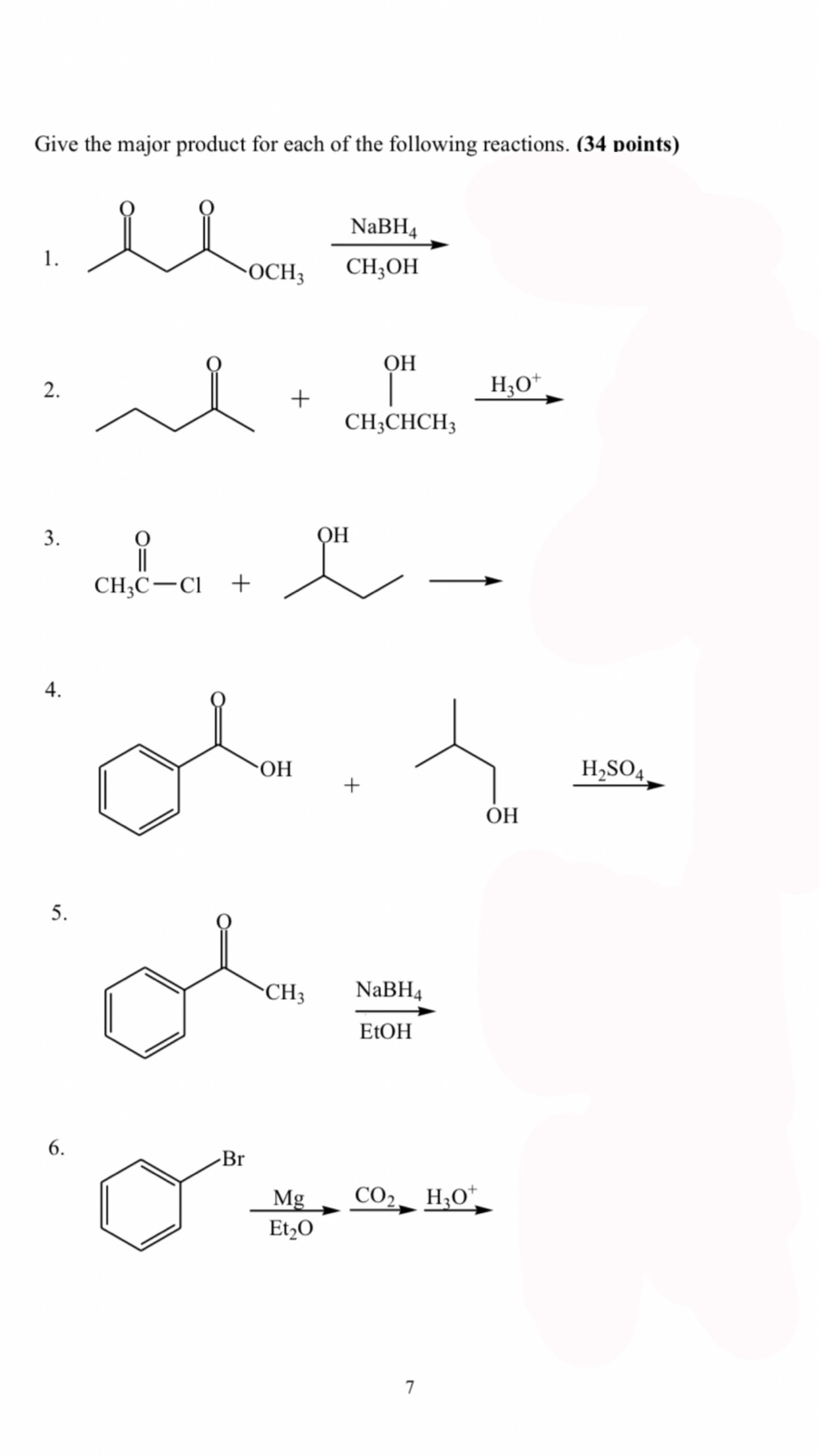 Solved Give the major product for each of the following | Chegg.com