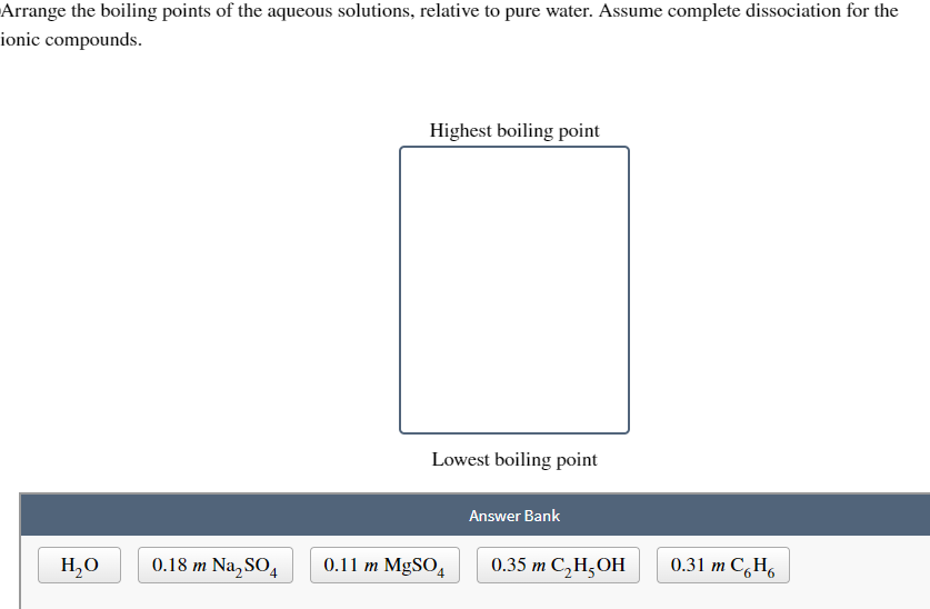 Solved Arrange the boiling points of the aqueous solutions, | Chegg.com