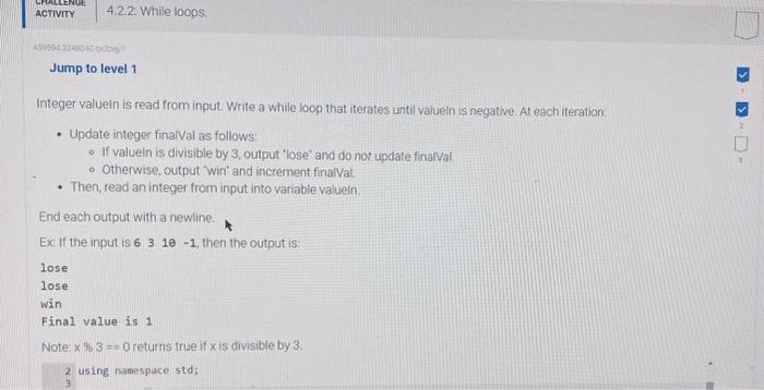 Solved Integer Valueln Is Read From Input Write A While
