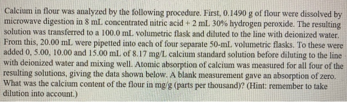 Solved use only the unspiked solution and the 5.00 mL spiked | Chegg.com