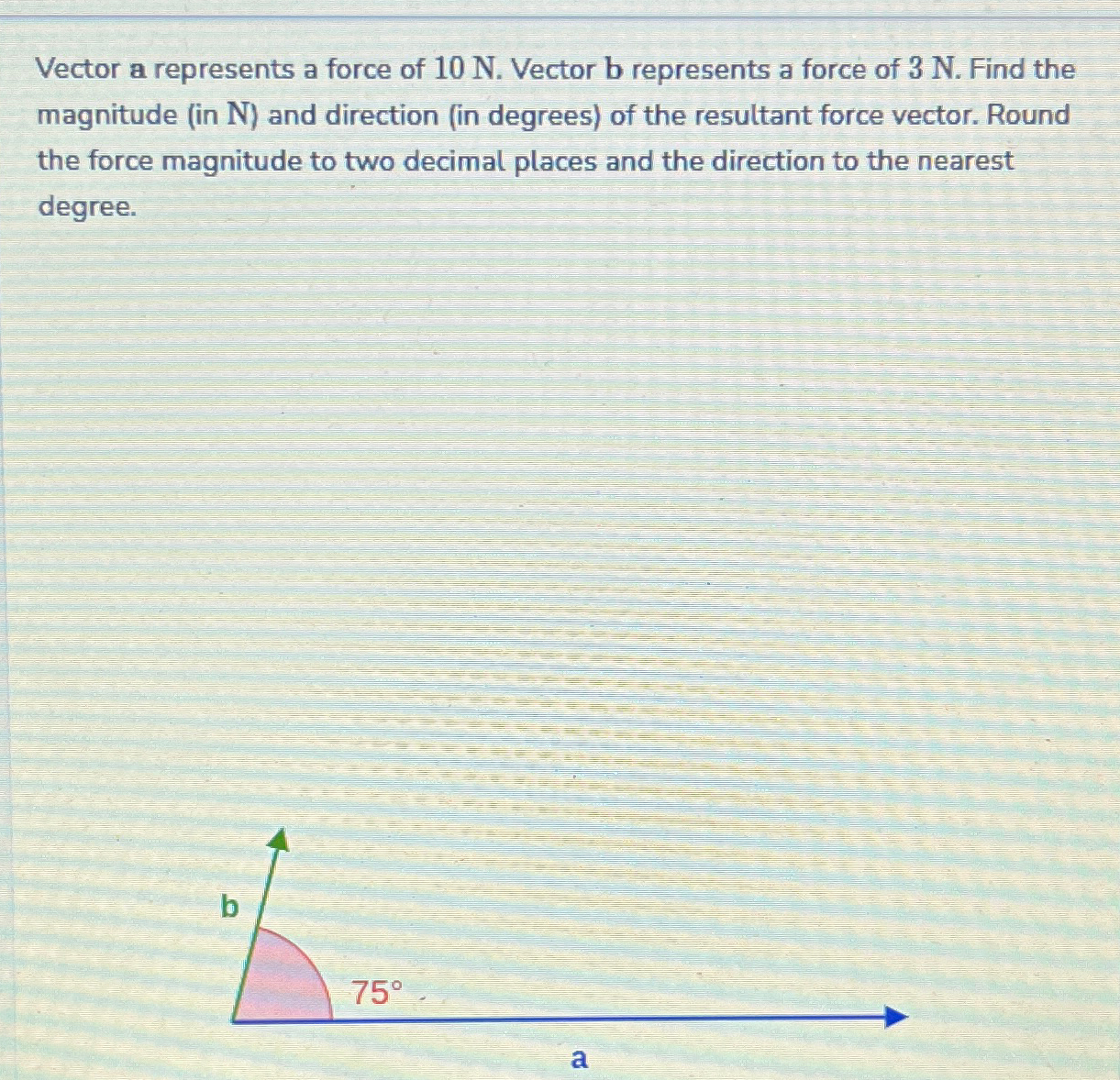 Solved Vector a represents a force of 10N. ﻿Vector b | Chegg.com