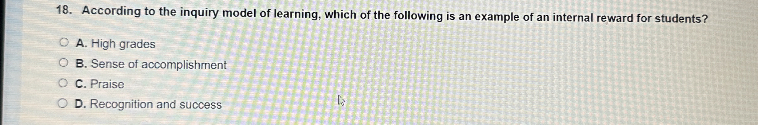 Solved According to the inquiry model of learning, which of | Chegg.com