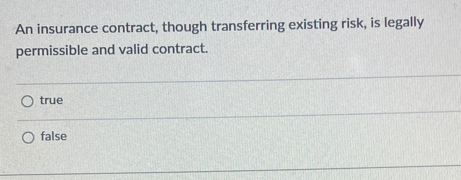 Solved An insurance contract, though transferring existing | Chegg.com