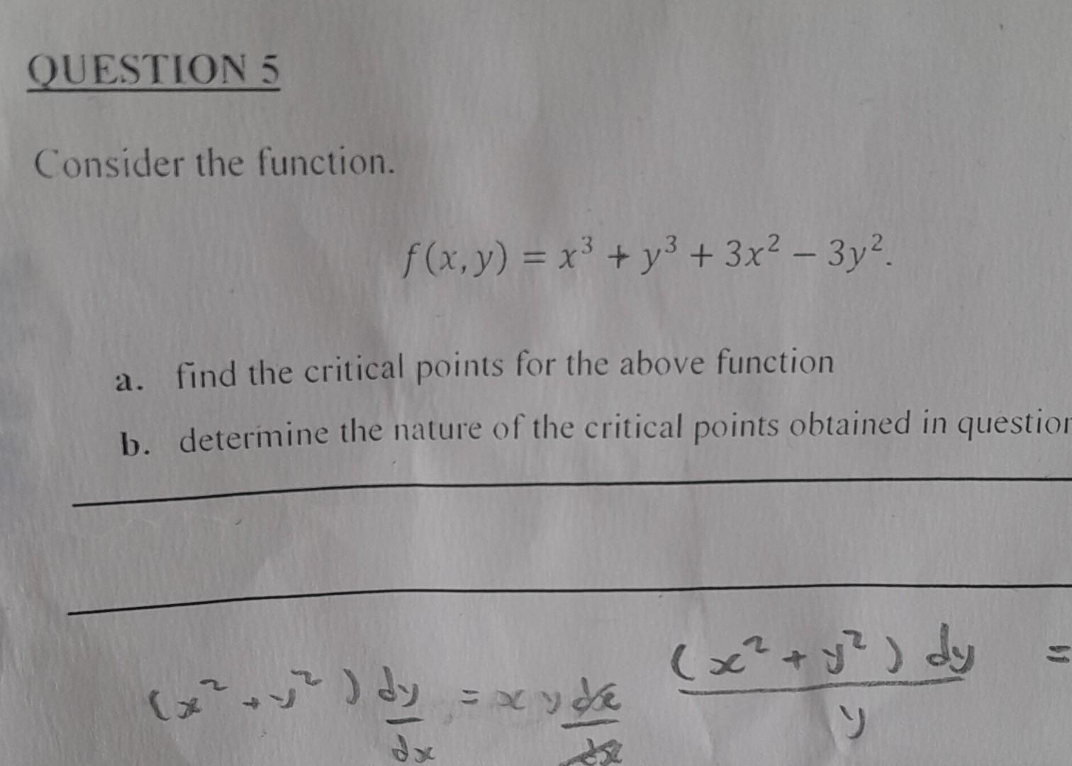 Solved Consider the function. f(x,y)=x3+y3+3x2−3y2 a. find | Chegg.com