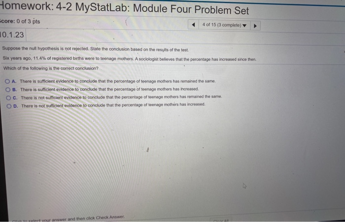 Solved Homework: 4-2 MyStatLab: Module Four Problem Set | Chegg.com