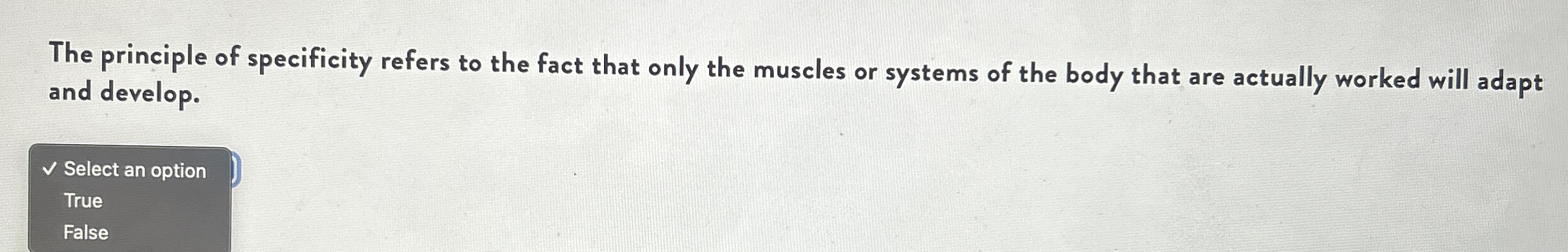 Solved The principle of specificity refers to the fact that | Chegg.com