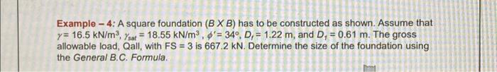 Example - 4: A square foundation (B X B) has to be | Chegg.com