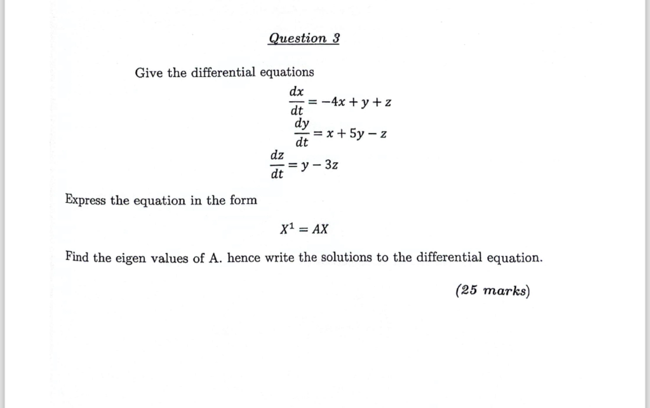Solved Question 3Give the differential | Chegg.com