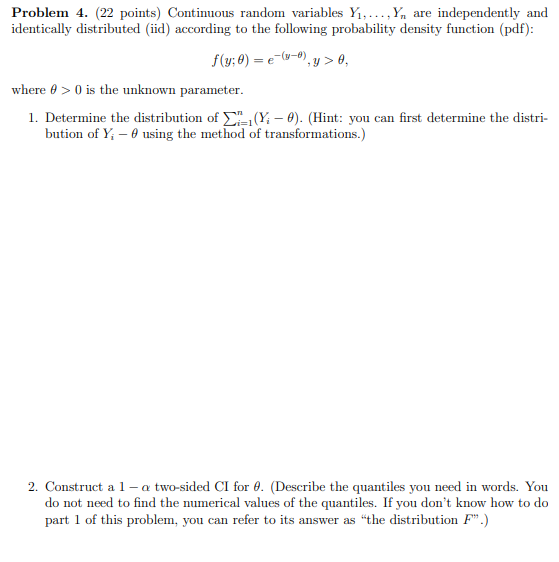 Problem 4. (22 ﻿points) ﻿Continuous random variables | Chegg.com
