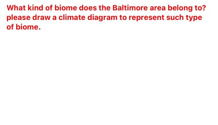 Solved What kind of biome does the Baltimore area belong to? | Chegg.com