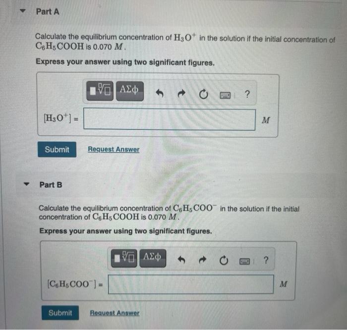 Solved The acid-dissociation constant for benzoic acid | Chegg.com