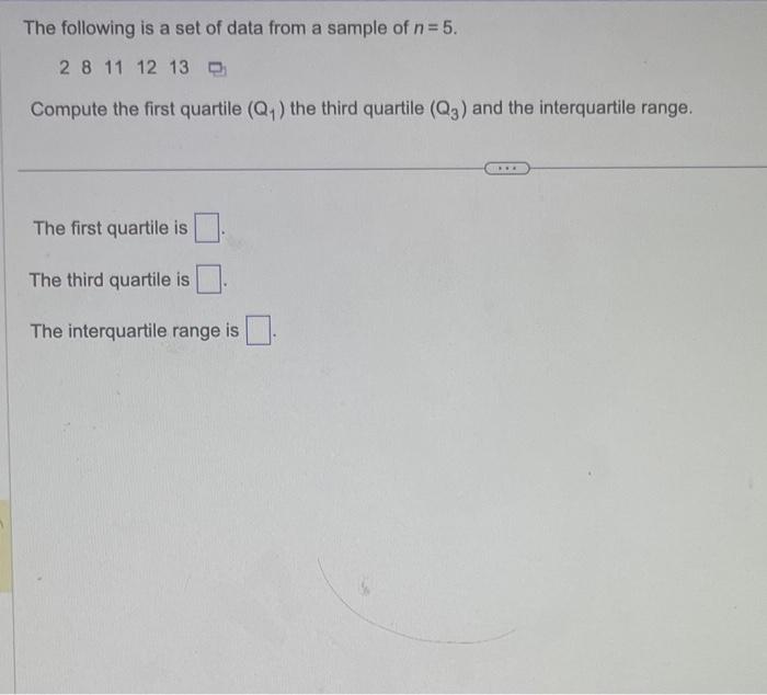 Solved The following is a set of data from a sample of n=5. | Chegg.com