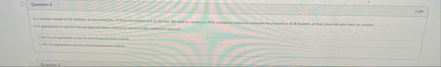 Solved Question 41 ﻿ptsIn a random sample of 24 ﻿students at | Chegg.com