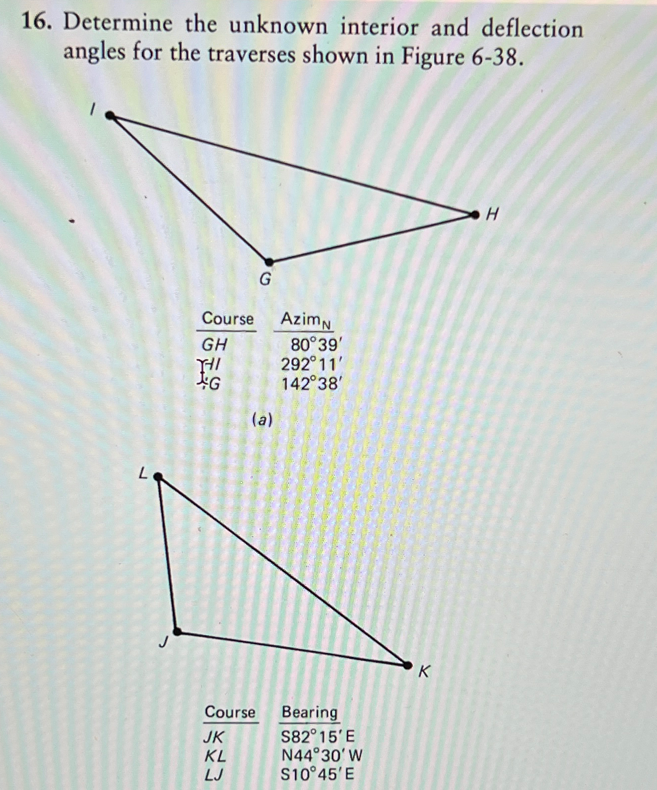 Solved Determine the unknown interior and deflection angles | Chegg.com