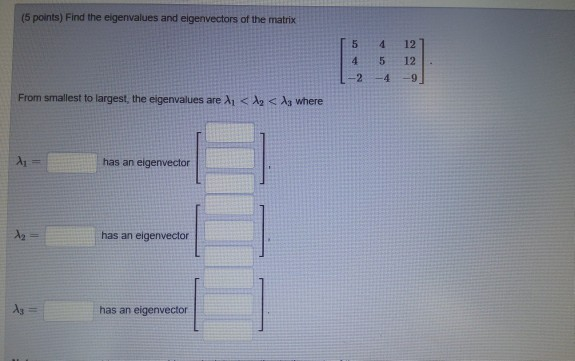Solved (5 points) Find the eigenvalues and eigenvectors of | Chegg.com