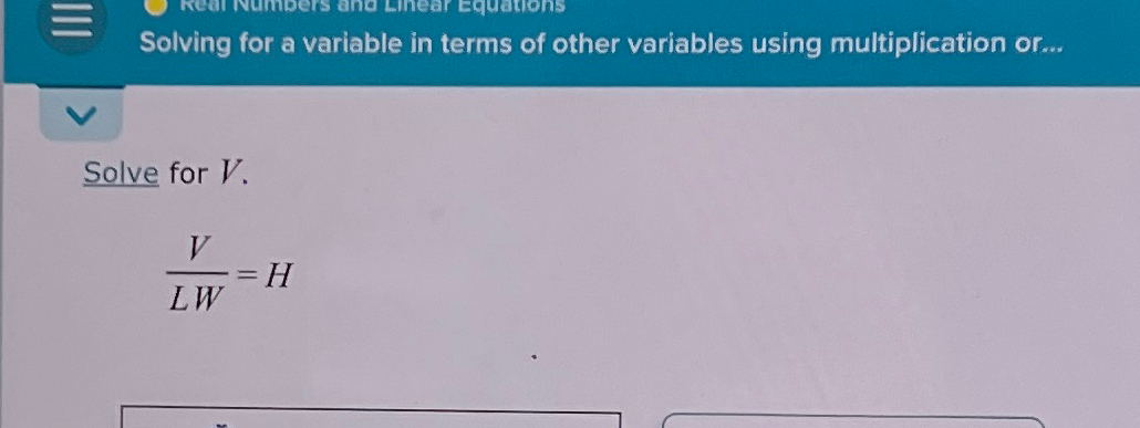 Solved Solving for a variable in terms of other variables | Chegg.com