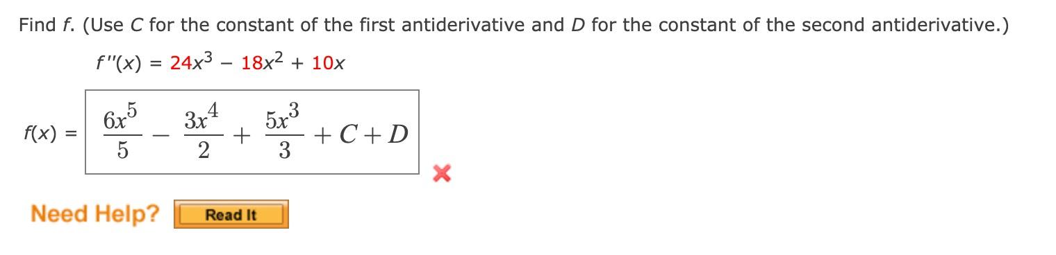 Solved Find f. (Use C ﻿for the constant of the first | Chegg.com