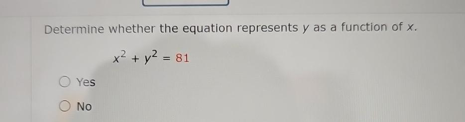 Solved Determine Whether The Equation Represents Y ﻿as A