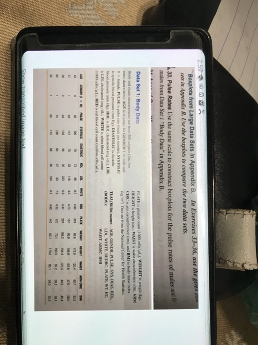 Solved 2:59 doo Boxplots from Large Data Sets in Appendix B. | Chegg.com