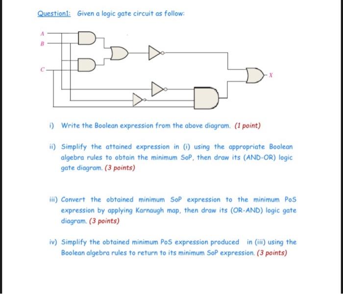 Solved Question1: Given a logic gate circuit as follow: i) | Chegg.com