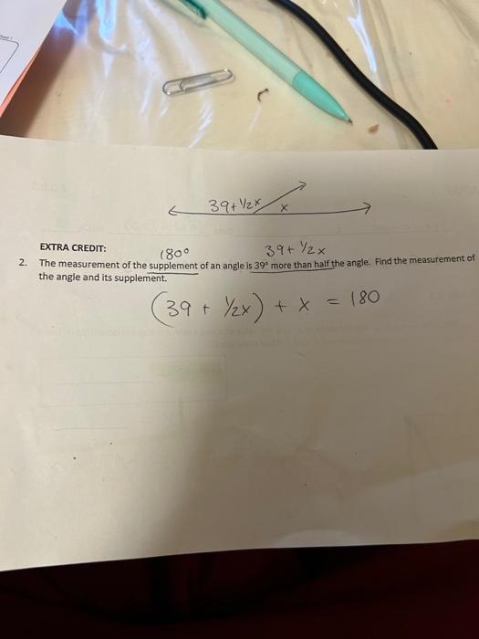 Solved EXTRA CREDIT: 180∘39+1/2× 2. The measurement of the | Chegg.com