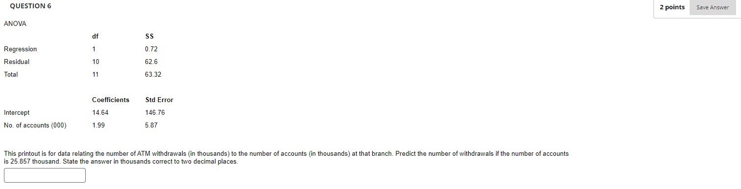 Solved QUESTION 6ANOVAThis printout is for data relating the | Chegg.com