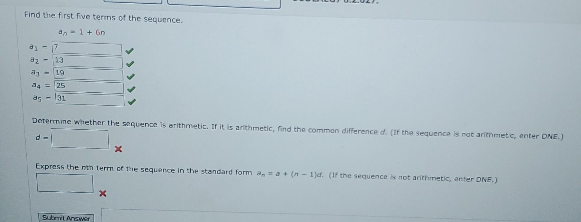 Solved Find the first five terms of the sequence. | Chegg.com