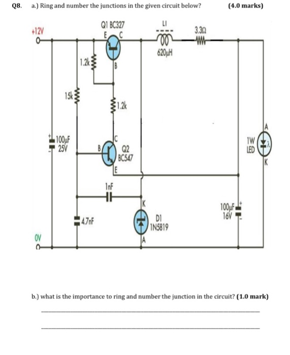 Solved (4.0 marks) Q8. a.) Ring and number the junctions in | Chegg.com