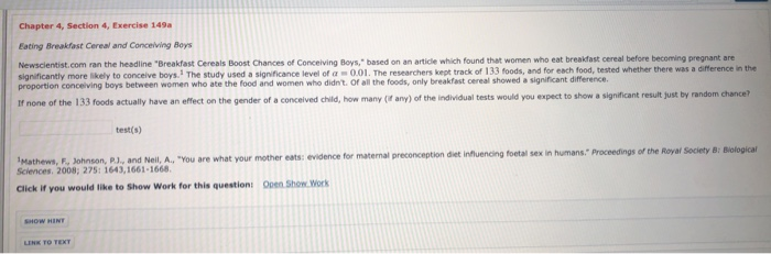 Solved Chapter 4, Section 4, Exercise 149a Eating Breakfast | Chegg.com