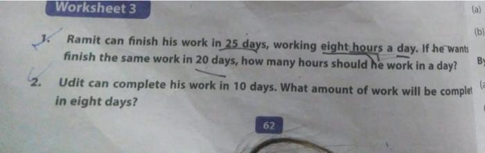 Solved Worksheet 3 (a) (b) BY 2. Ramit can finish his work | Chegg.com