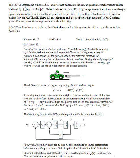 Solved Answer B)(b) (20%) ﻿Determine values of K1 ﻿and K2 | Chegg.com